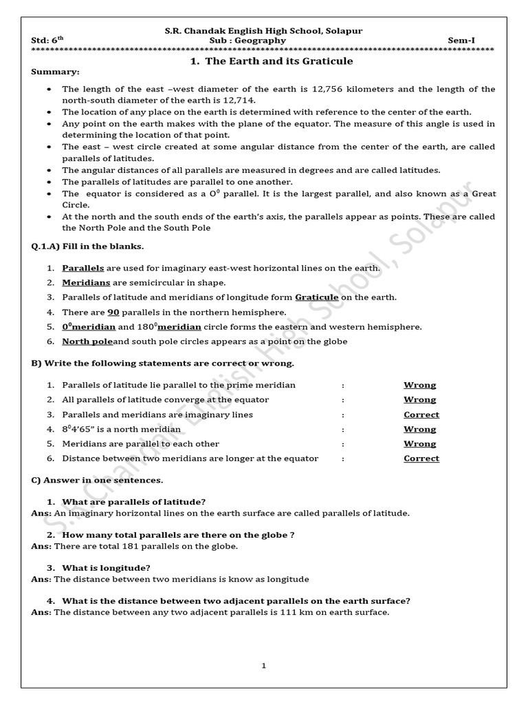 6th Geography Notes | Download Free PDF | Atmosphere Of Earth | Equator