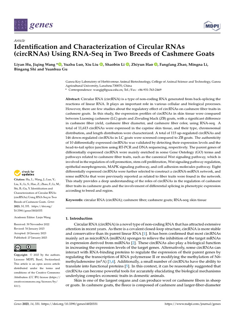 Identification and Characterization of Circular RNAs Using RNA Seq | PDF | Gene Expression ...