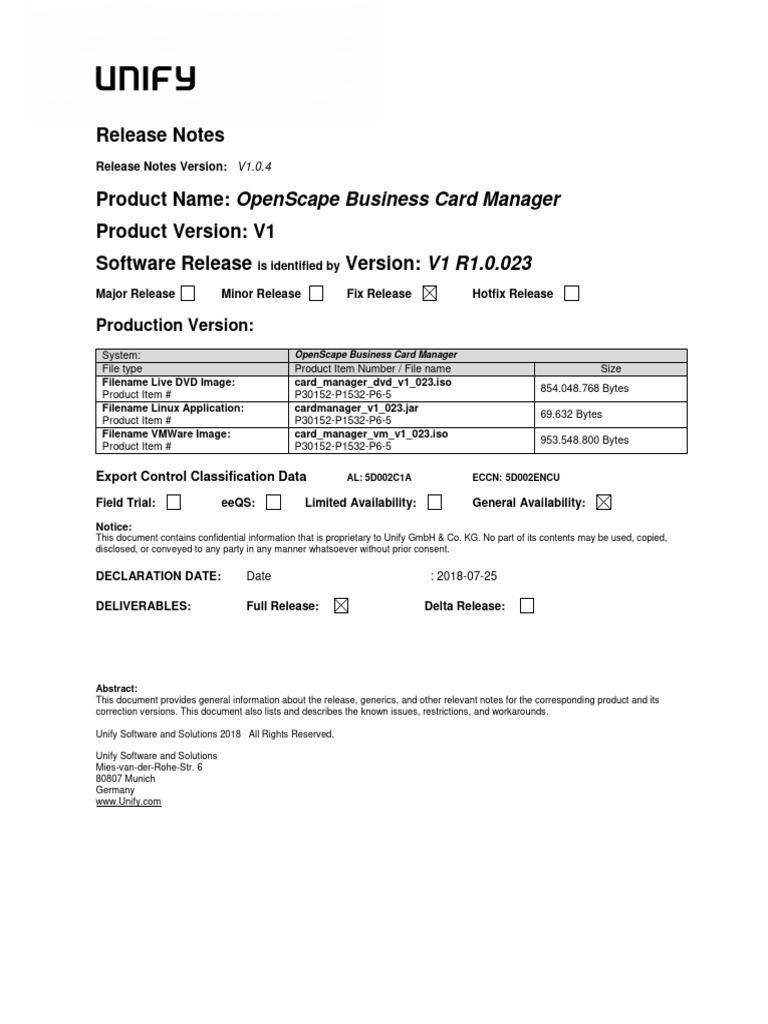OpenScape Business Card Manager V1.0.4 | PDF | Booting | Filename