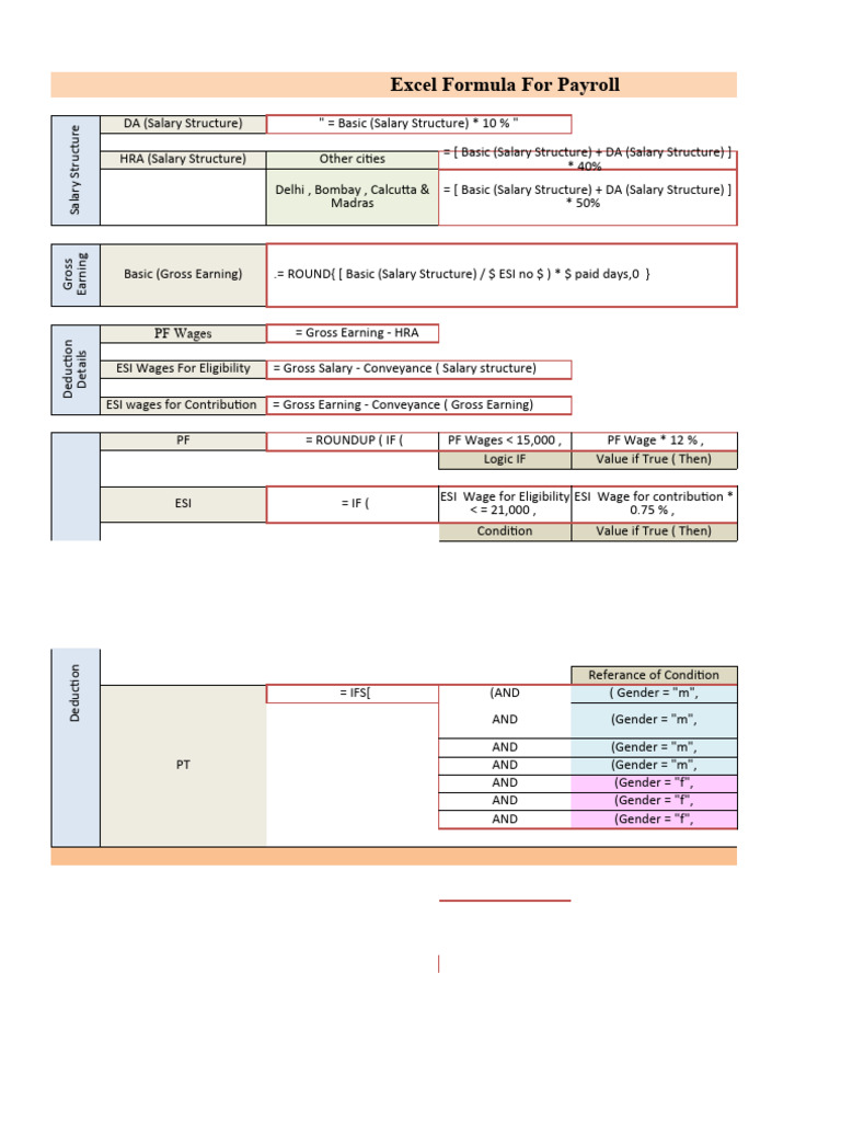 Payroll Formula | PDF | Salary | Payroll