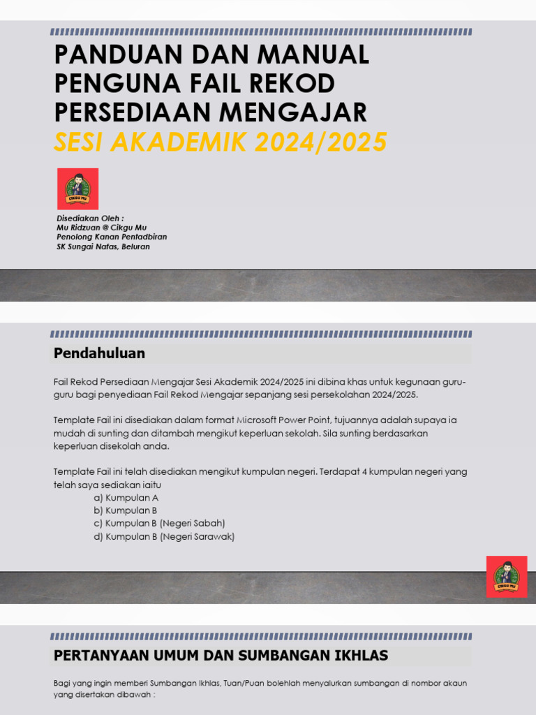 Panduan Dan Manual Penguna Fail Rekod Persediaan Mengajar | PDF