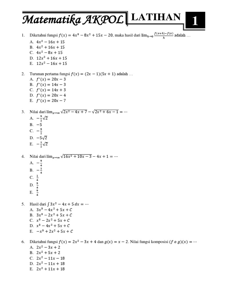 Latihan Matematika AKPOL Terlengkap | PDF