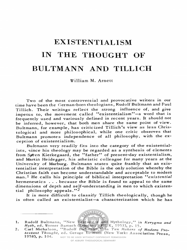 Bultmann Tillich | PDF | Existentialism | Søren Kierkegaard