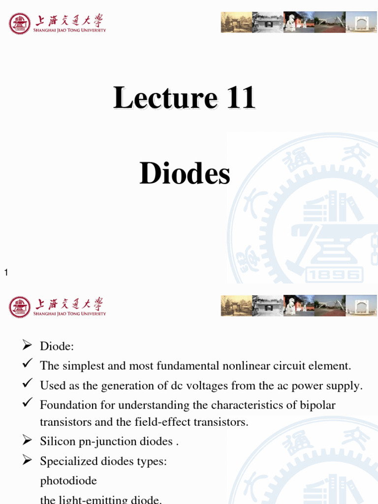 Lec11 Diodes | PDF | P–N Junction | Diode