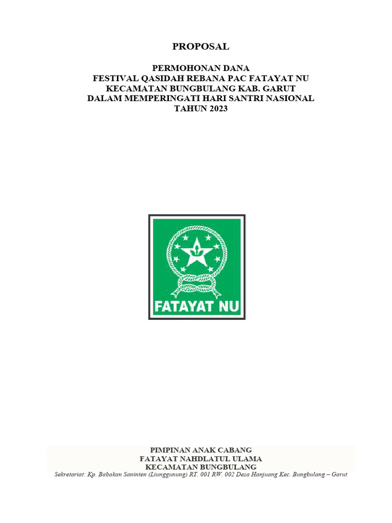 Proposal Festival Qasidah Fatayat 2023 | PDF