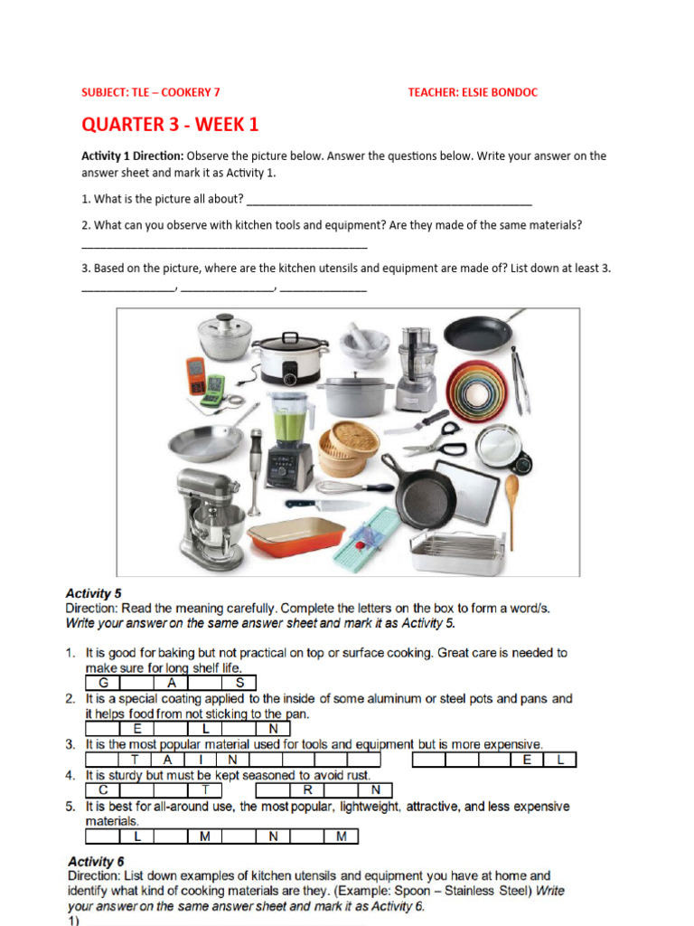 TLE-7 | PDF | Tablespoon | Foods