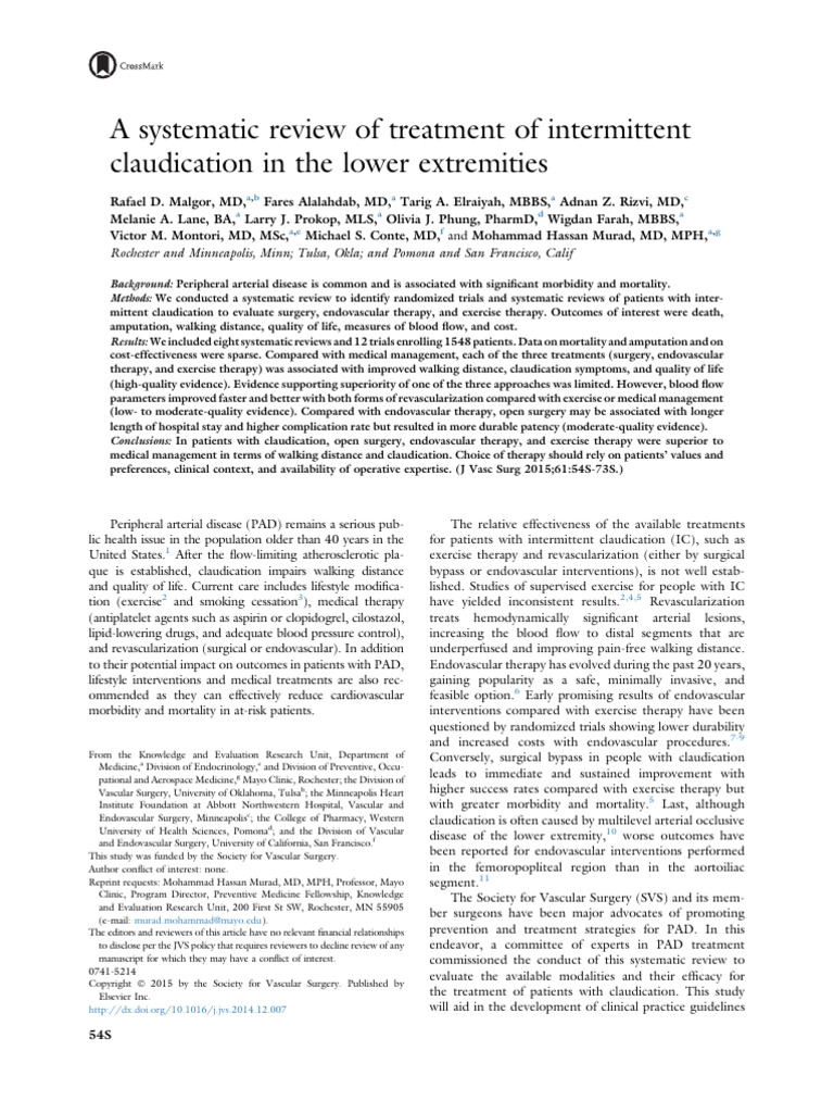 Sys Rev TT of Intermittent Claudication | PDF | Interventional ...