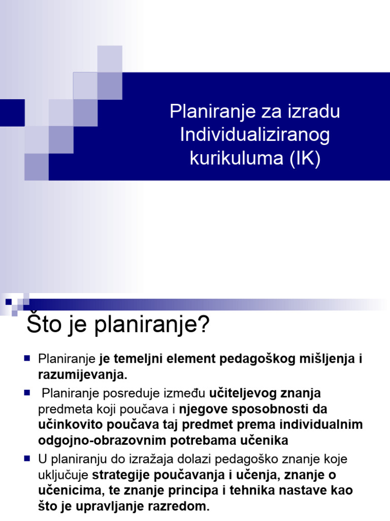 3a - Planiranje I Izrada Individualiziranog Kurikuluma | PDF