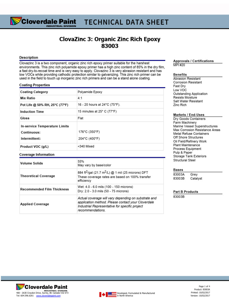 cloverdale-tds-83003 | PDF | Corrosion | Epoxy