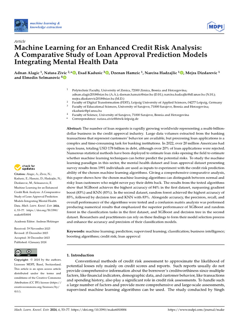 make-06-00004 | PDF | Machine Learning | Loans