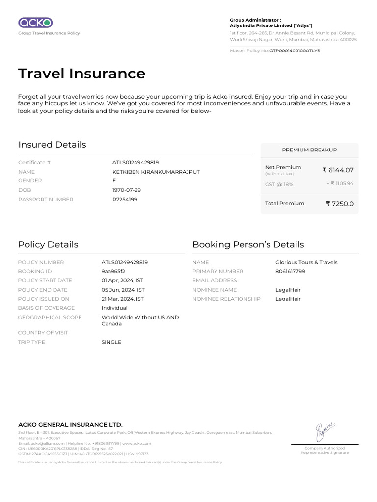 Group Travel Insurance Policy Overview | PDF | Deductible | Insurance