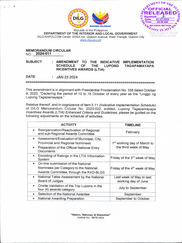 LTIA Schedule Amendment Notice | PDF | Government