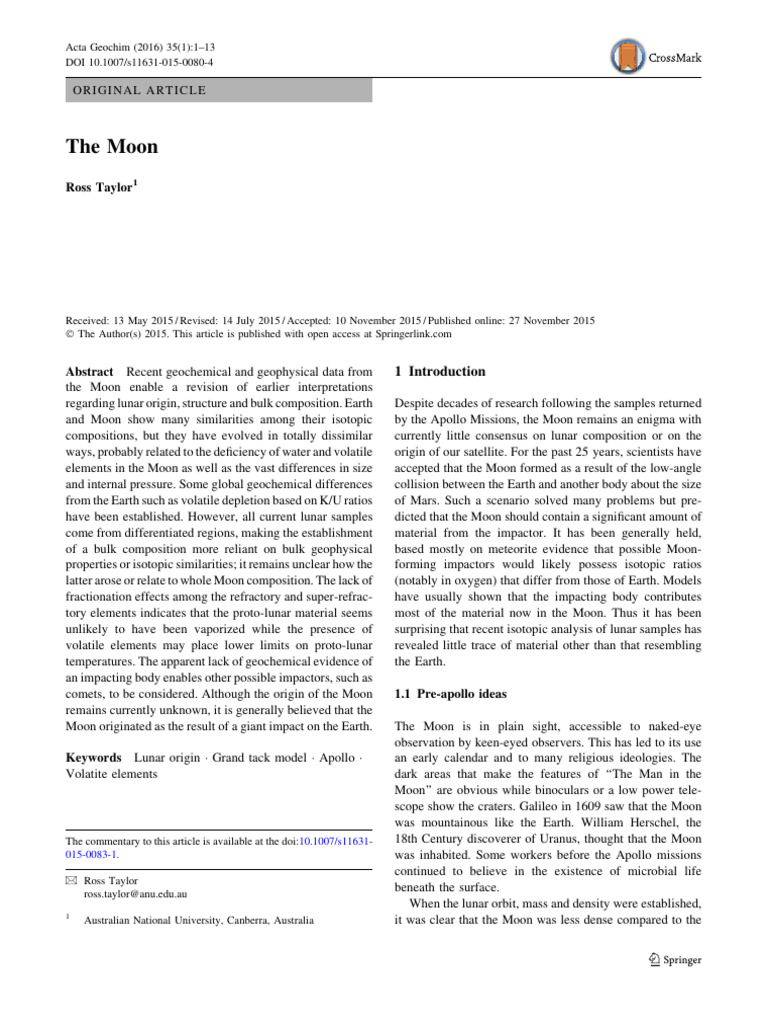 The Moon Research | PDF | Moon | Crust (Geology)