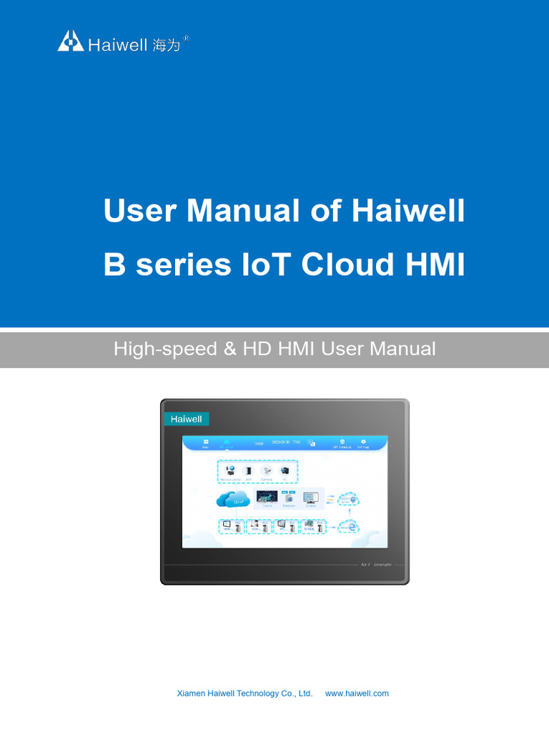User's Manual of Haiwell B Series IoT Cloud HMI | PDF | User Interface | Internet Of Things