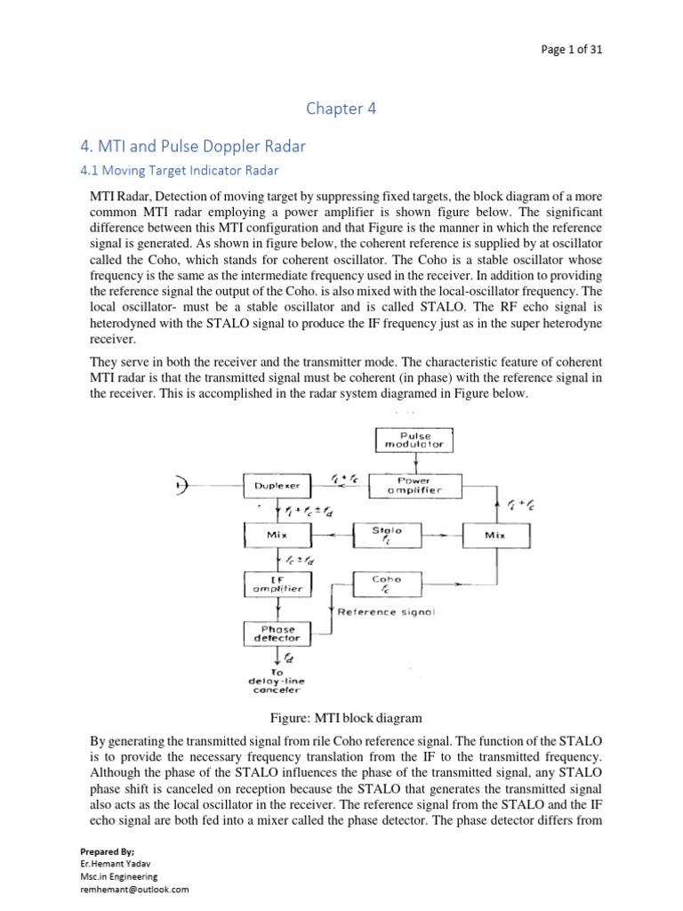 MTI and Pulse Doppler Radar Guide | PDF | Radar | Detector (Radio)