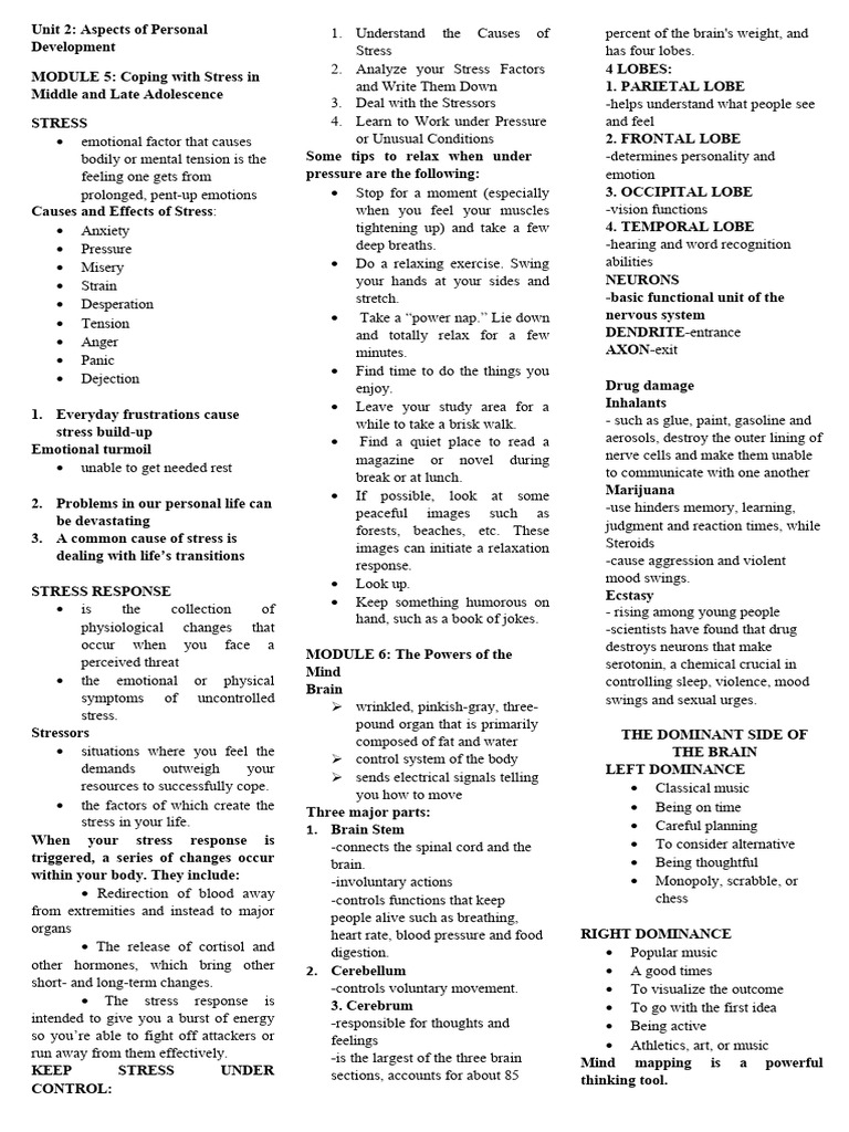 Personal Development Reviewer | PDF | Mania | Bipolar Disorder