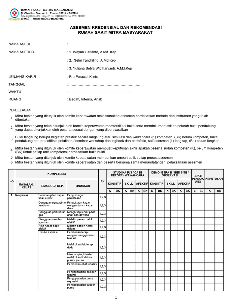 Form Assesmen Dan Rekomendasi Pra Klinis | PDF