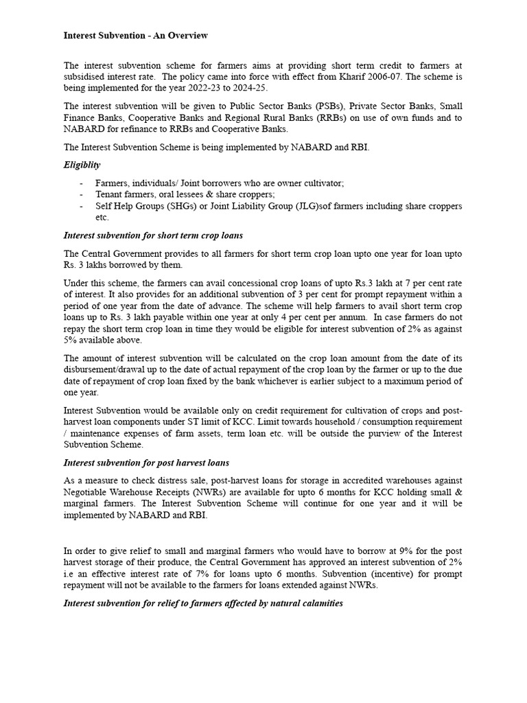 Interest Subvention - An Overview | PDF | Interest | Loans