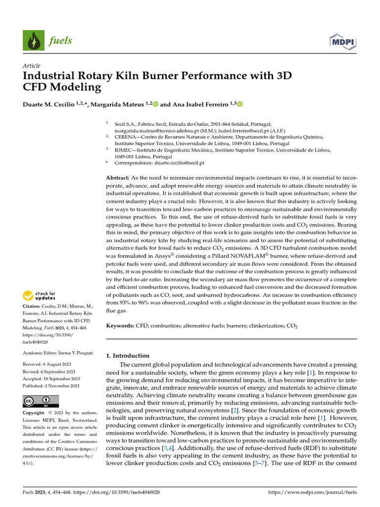Fuels 04 00028 | PDF | Cement | Combustion