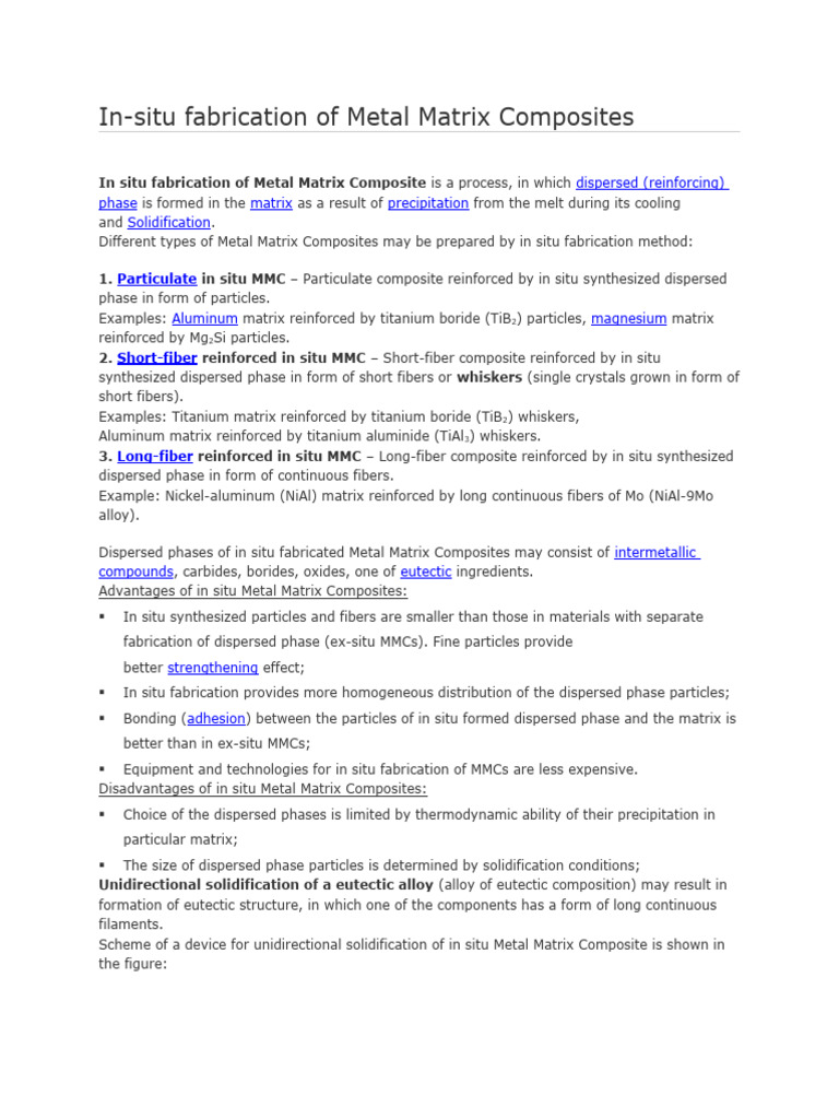 In-Situ Fabrication of Metal Matrix Composites | PDF | Composite ...