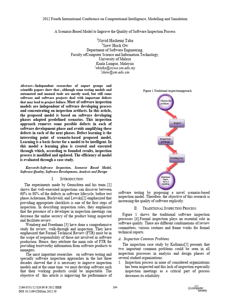 A Scenario-Based Model To Improve The Quality of Software Inspection ... A Scenario-Based Model To Improve The Quality of Software Inspection ...