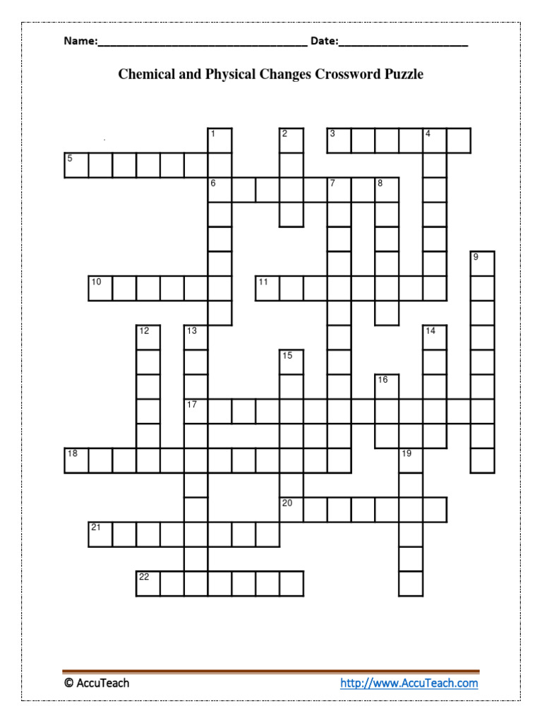 Chemical and Physical Changes Crossword Puzzle | Download Free PDF ...