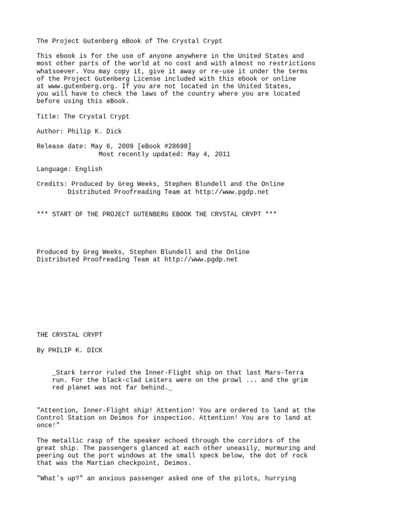 The Crystal Crypt | PDF | Project Gutenberg | Copyright