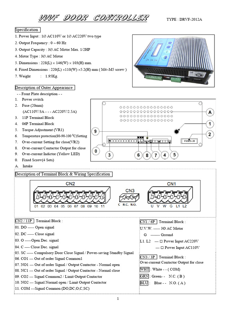 VVVF Door Controller | PDF | Mains Electricity | Electric Motor