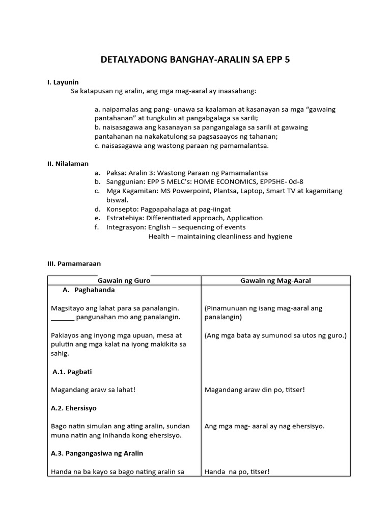 Lesson Plan in EPP 5 | PDF