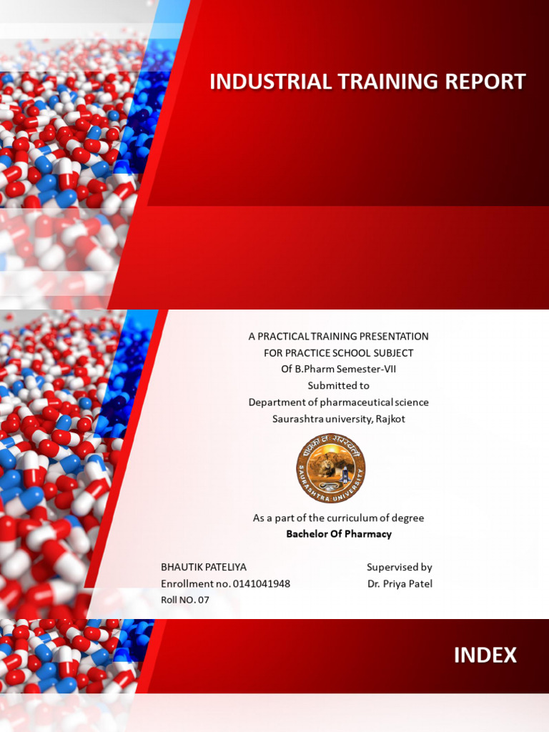 Industrial Training Presentation | PDF | Pharmaceutical Formulation | Tablet (Pharmacy)