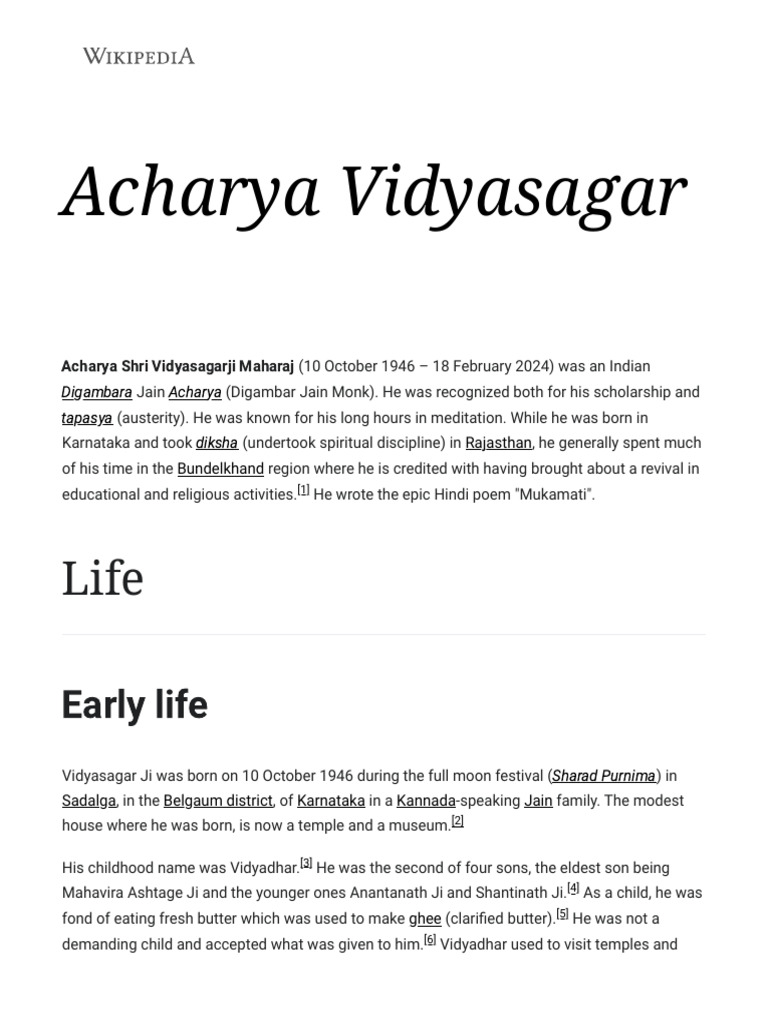Acharya Vidyasagar - Wikipedia | PDF