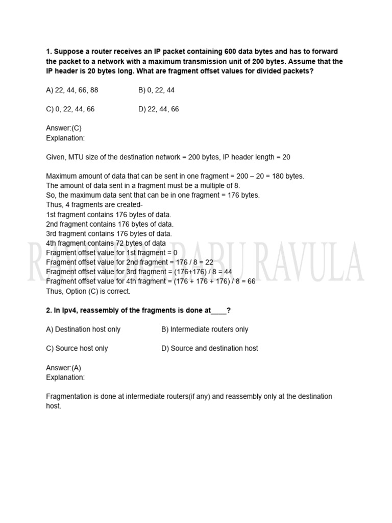 Networking Exam Prep | PDF | Internet Protocols | Transmission Control Protocol