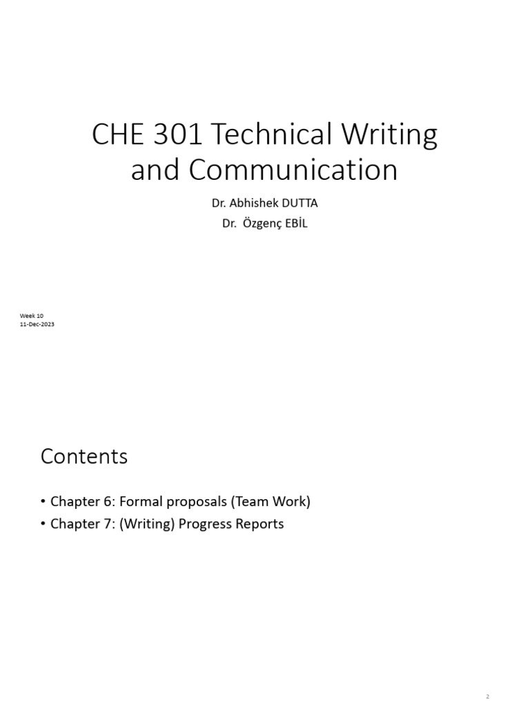 CHE 301 Lecture 10 | PDF | Subject (Grammar) | Human Communication