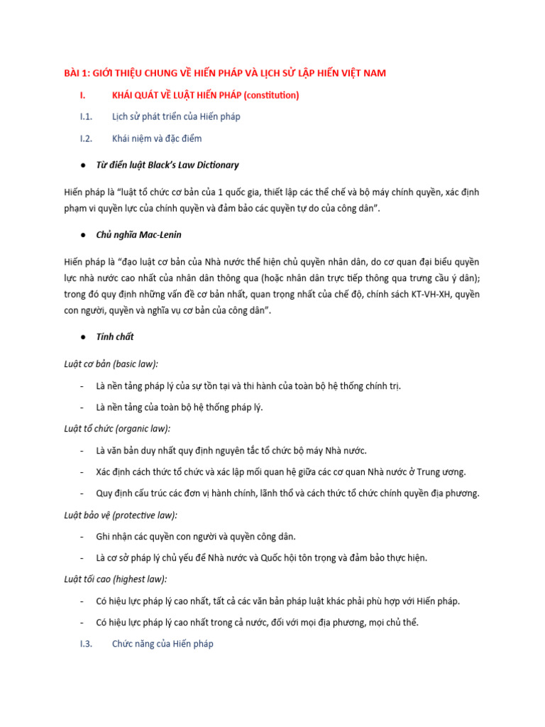 Bai 1. Gioi Thieu Chung Ve Hien Phap Và Lich Su Lap Hien VN | PDF