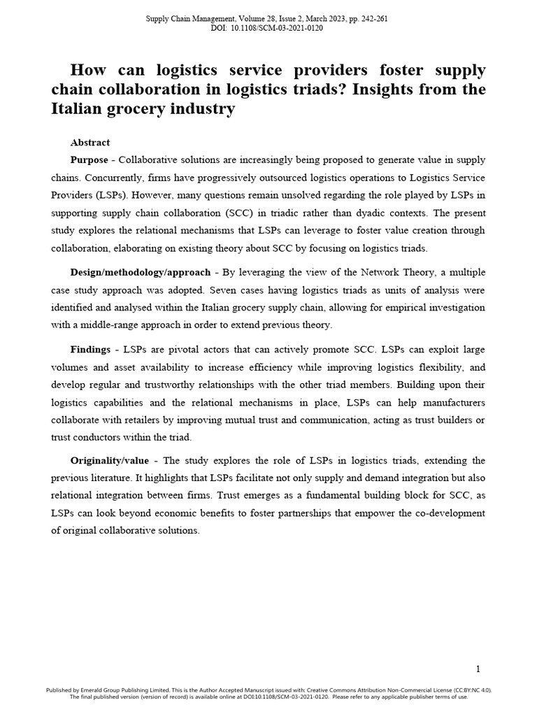 Supply Chain Collaboration-2021 | PDF | Logistics | Supply Chain