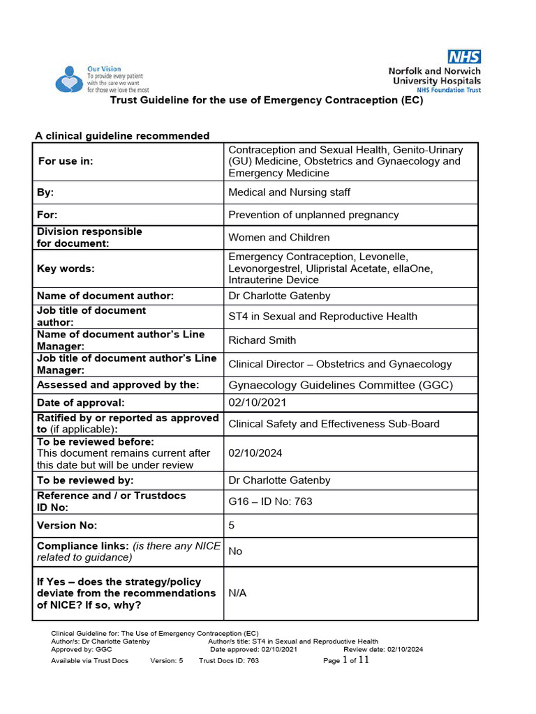 Hormonal Emergency Contraception G16 v5 | PDF | Birth Control | Medicine