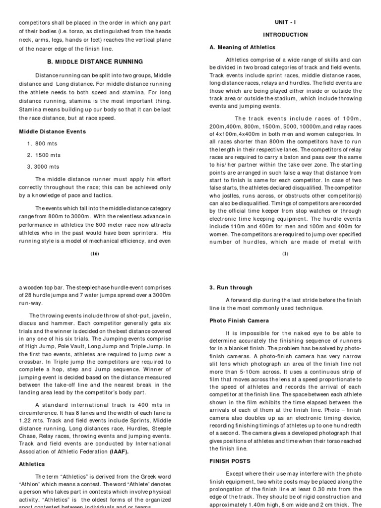 III Year BSC Physical Educationtheories of Track and Field | PDF ...