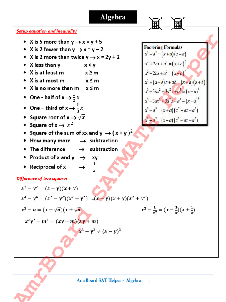 1 - Algebra | PDF | Zero Of A Function | Mathematics