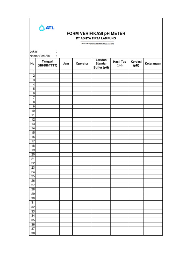 Form Verifikasi PH Meter | PDF