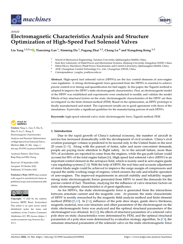 高速燃油电磁阀的电磁特性分析与结构优化 Electromagnetic Characteristics Analysis and ... 高速燃油电磁阀的电磁特性分析与结构优化 Electromagnetic Characteristics Analysis and ...