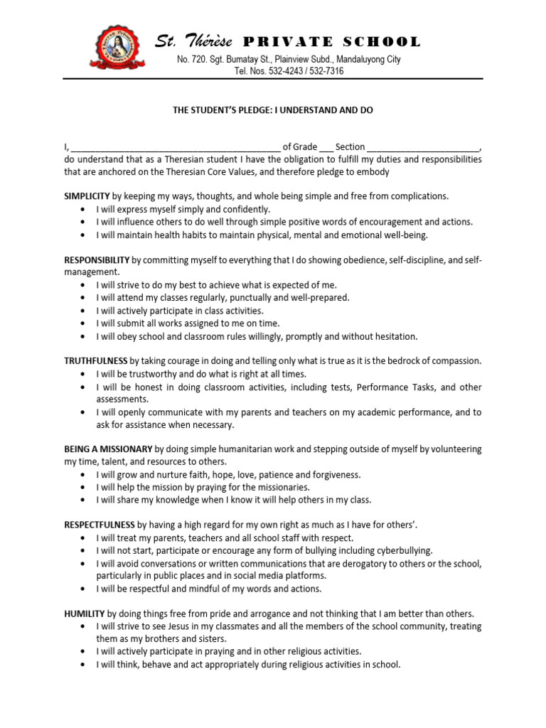The Students Pledge | Download Free PDF | Prayer | Social Psychology