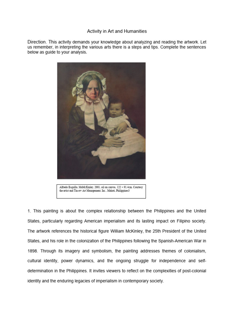 Analyzing Alfredo Esquillo's MaMcKinley | PDF | Paintings | Postcolonialism