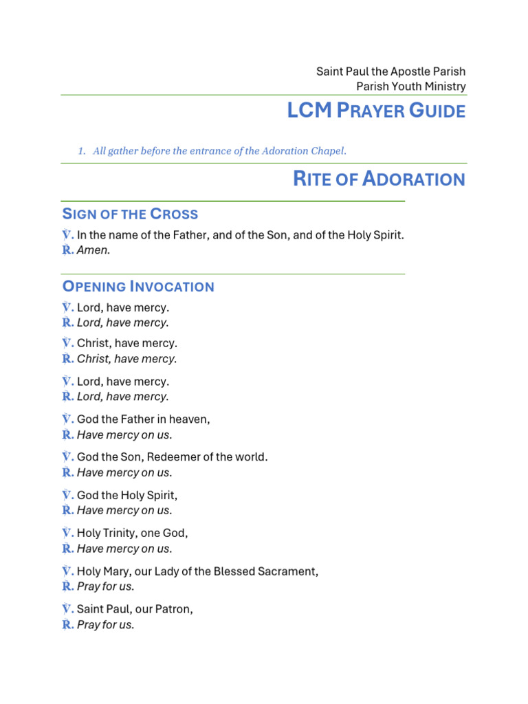 LCM Prayer Guide for the Adoration of the Blessed Sacrament | PDF ...