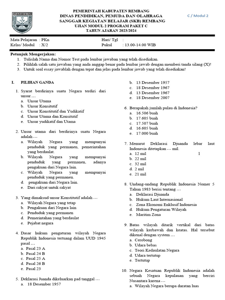 UJIAN MODUL 2 PKN KPC | PDF