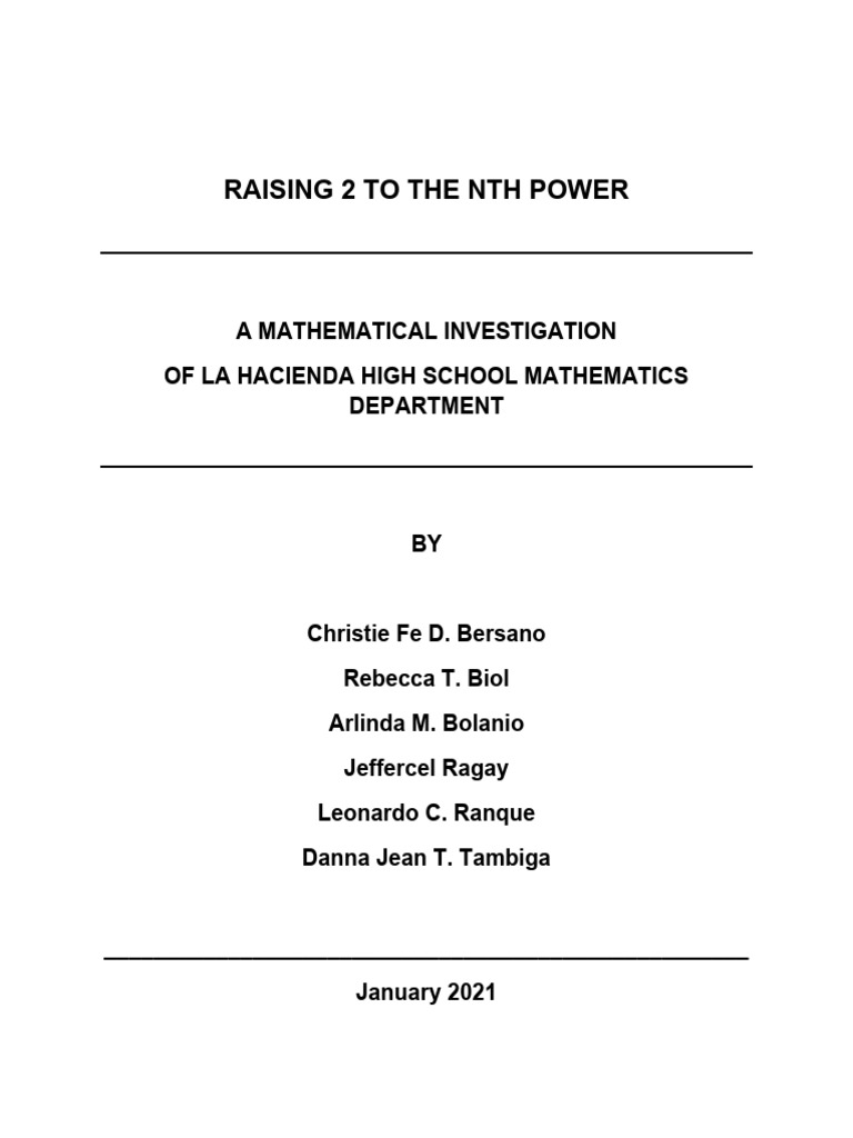 Raising 2 To The NTH Power | PDF | Mathematics | Learning