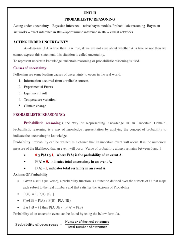 CS3491 Unit 2 Aiml | PDF | Bayesian Network | Statistical Classification CS3491 Unit 2 Aiml | PDF | Bayesian Network | Statistical Classification