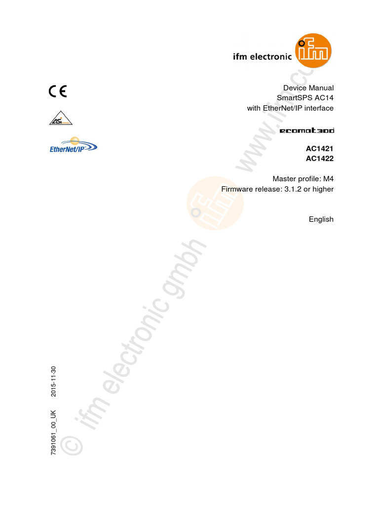 Ifm As-I Master AC1421 | PDF | Programmable Logic Controller | Graphical User Interfaces
