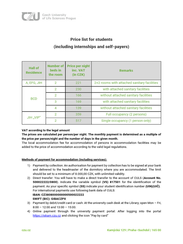 Price List For Students Valid From 1.2.2024 | PDF | Payments | Washing ...