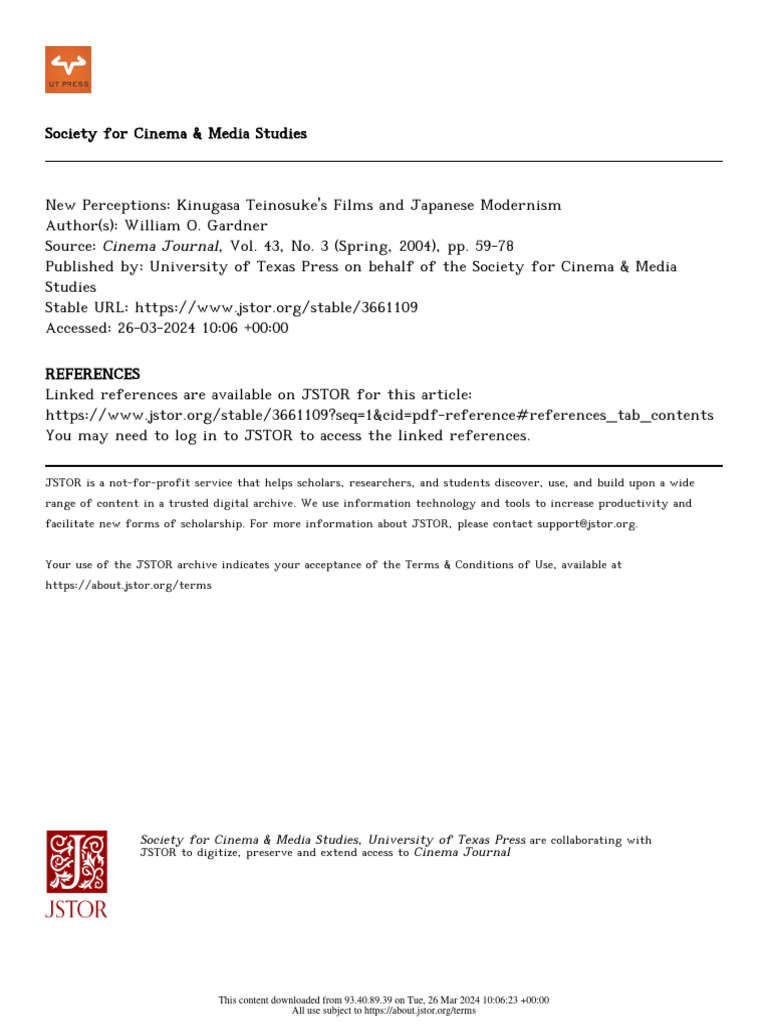 Kinugasa Teinosuke and Japanese Modernism | PDF | Cinema Of Japan ...
