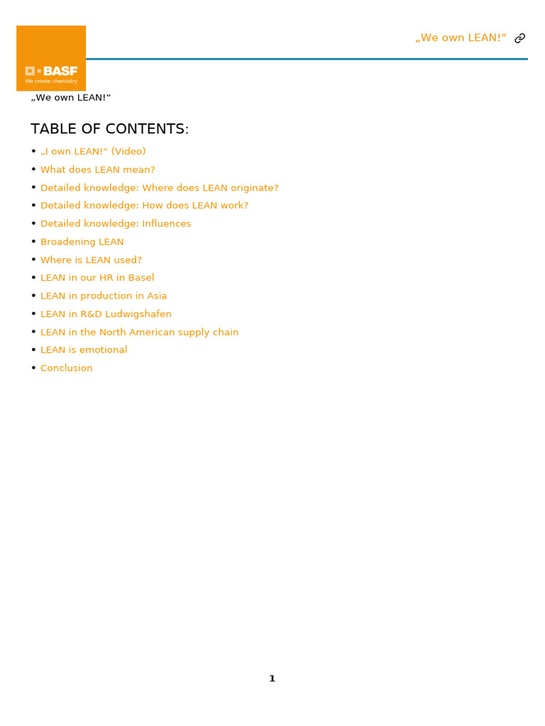 How BASF Apply Lean - We Own Lean BASF | PDF | Lean Manufacturing | Reliability Engineering